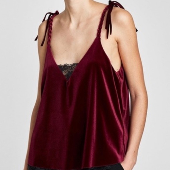 Zara | Tops | Zara Maroon Velvet Camisole Top | Poshmark